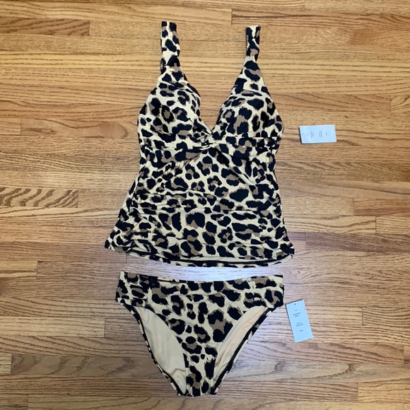 La Blanca | Swim | La Blanca Swimsuit Leopard Print Tankini Set Twist ...